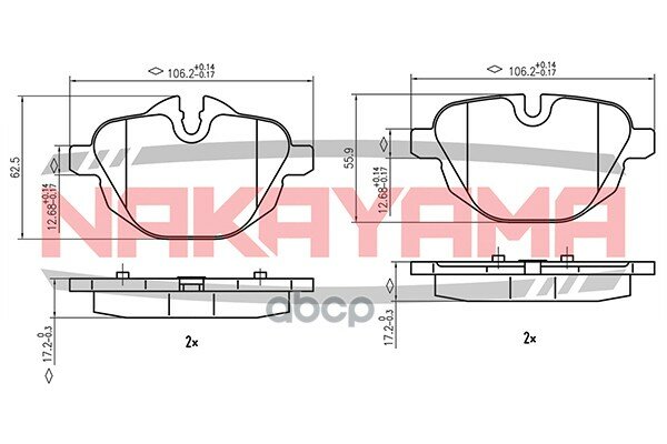 Колодки тормозные задние GDB1840 F10/F11 / X-3 (F25) / X-4 (F26) HP8712NY NAKAYAMA/34212788284 34216788284 34216796741 34216.