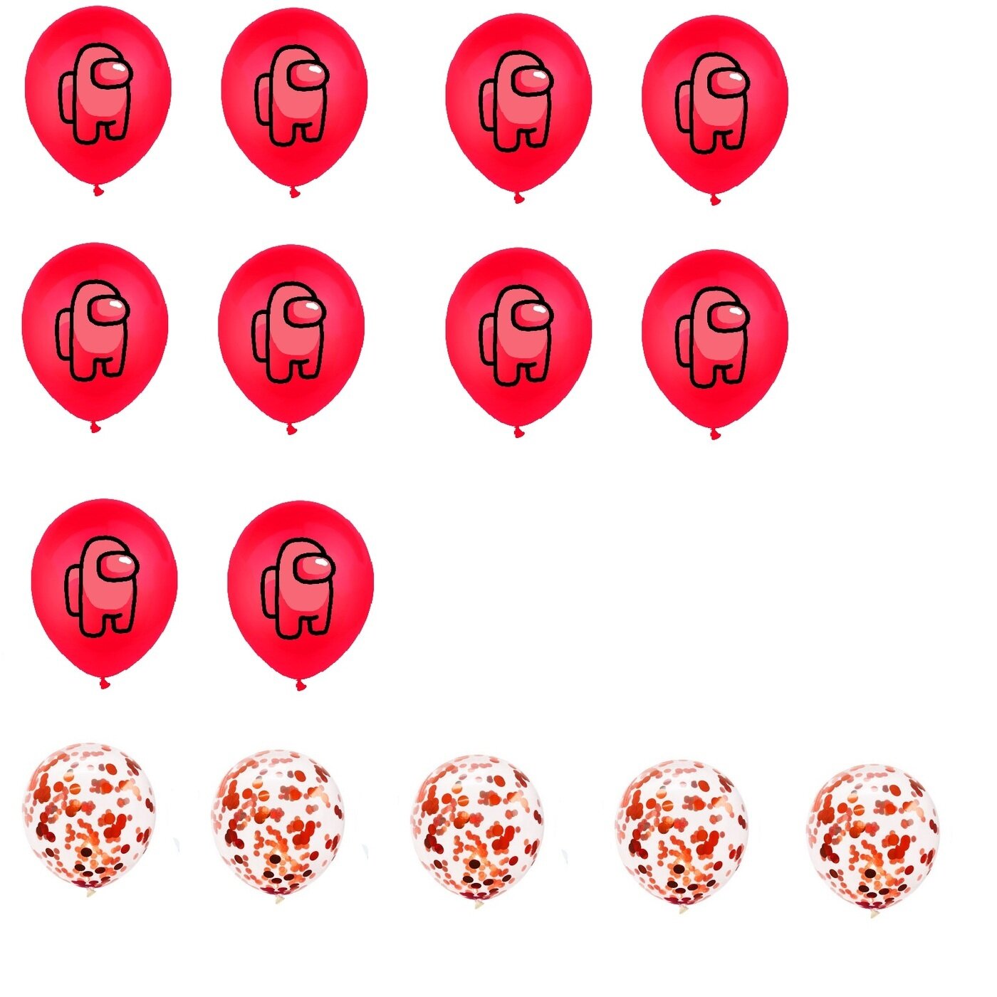 Набор из 15 шаров Among Us 14 красный