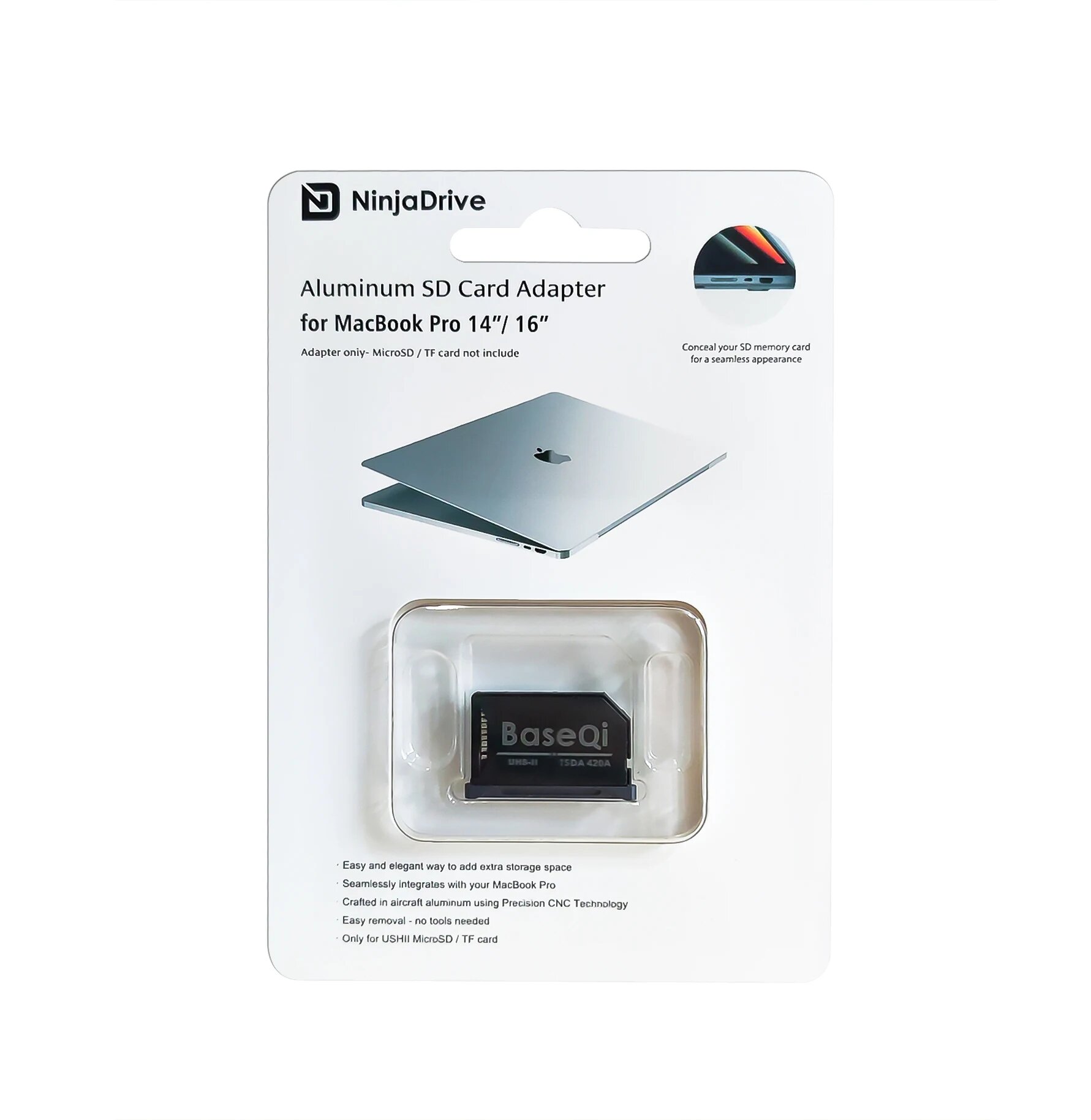 BaseQi MacBook 420AB черный адаптер для карт Micro SD/TF