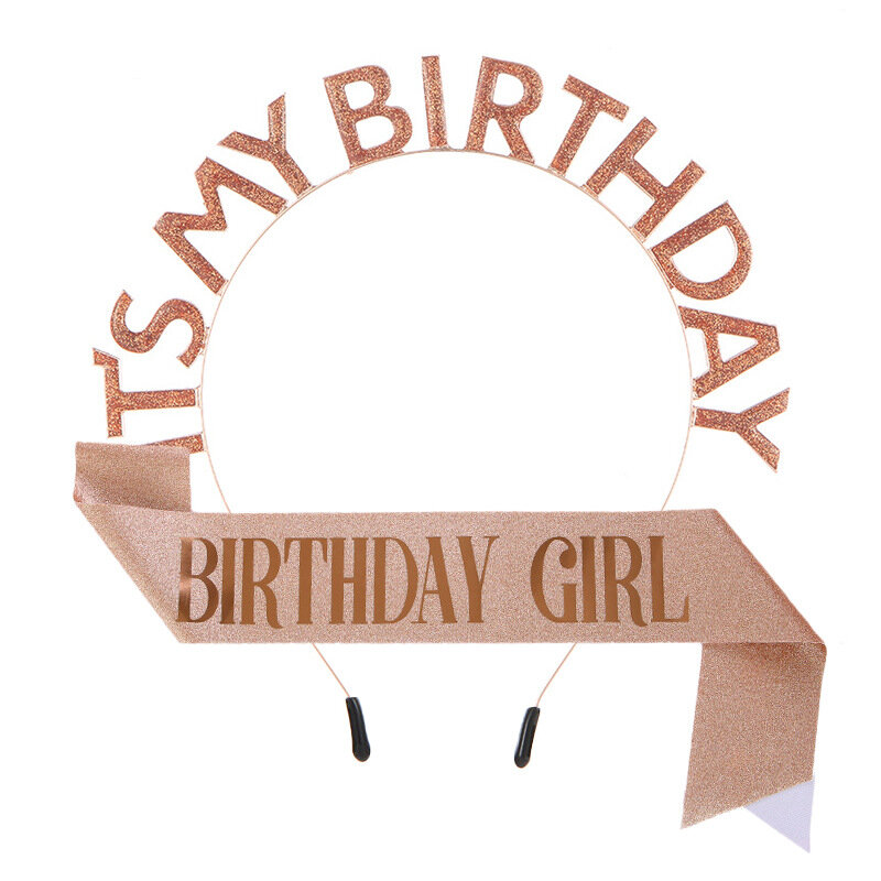 Пояс-корона "Это мой день рождения", розовый, с блестками