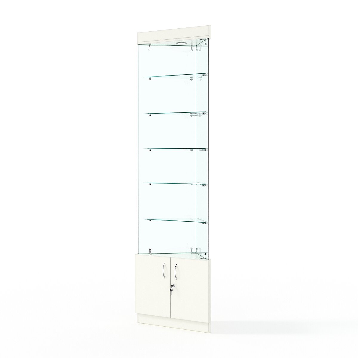 Витрина стеклянная "истра" угловая №601-У трехгранная (без дверок, бока - стекло), Белый