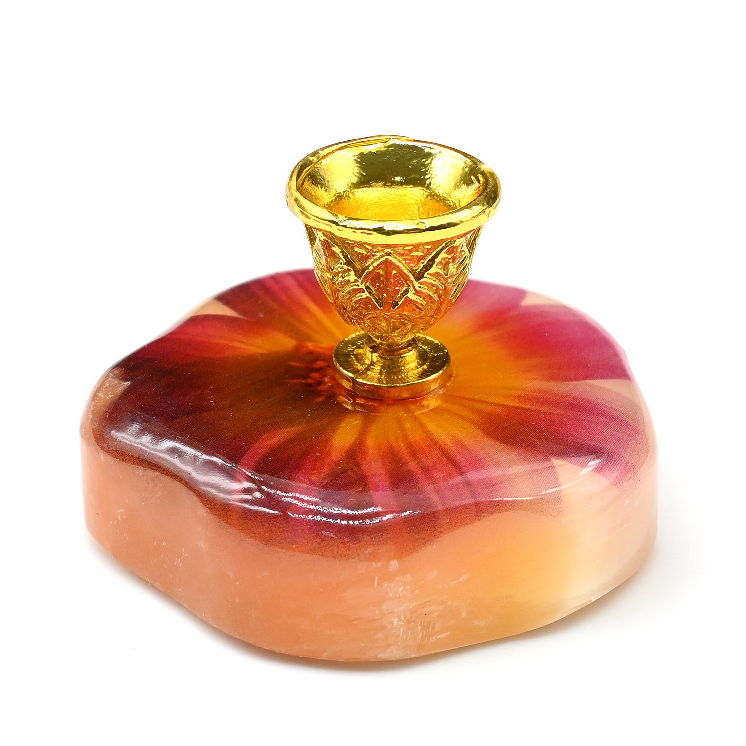 Подсвечник церковный из селенита цветок №8, 48*48*31мм