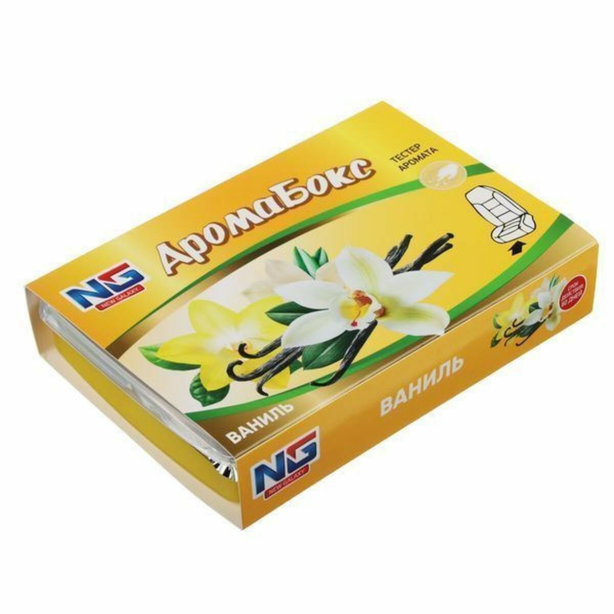 Ароматизатор NEW GALAXY под сиденье гелевый Аромабокс ваниль,200 гр (цена за 1шт.)