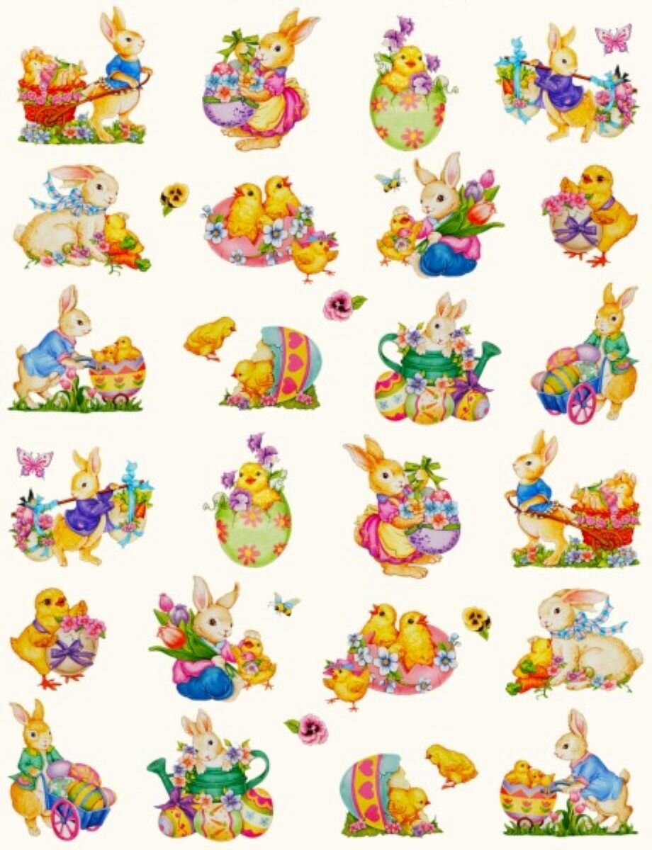Водорастворимая картинка "Пасха-кролики"
