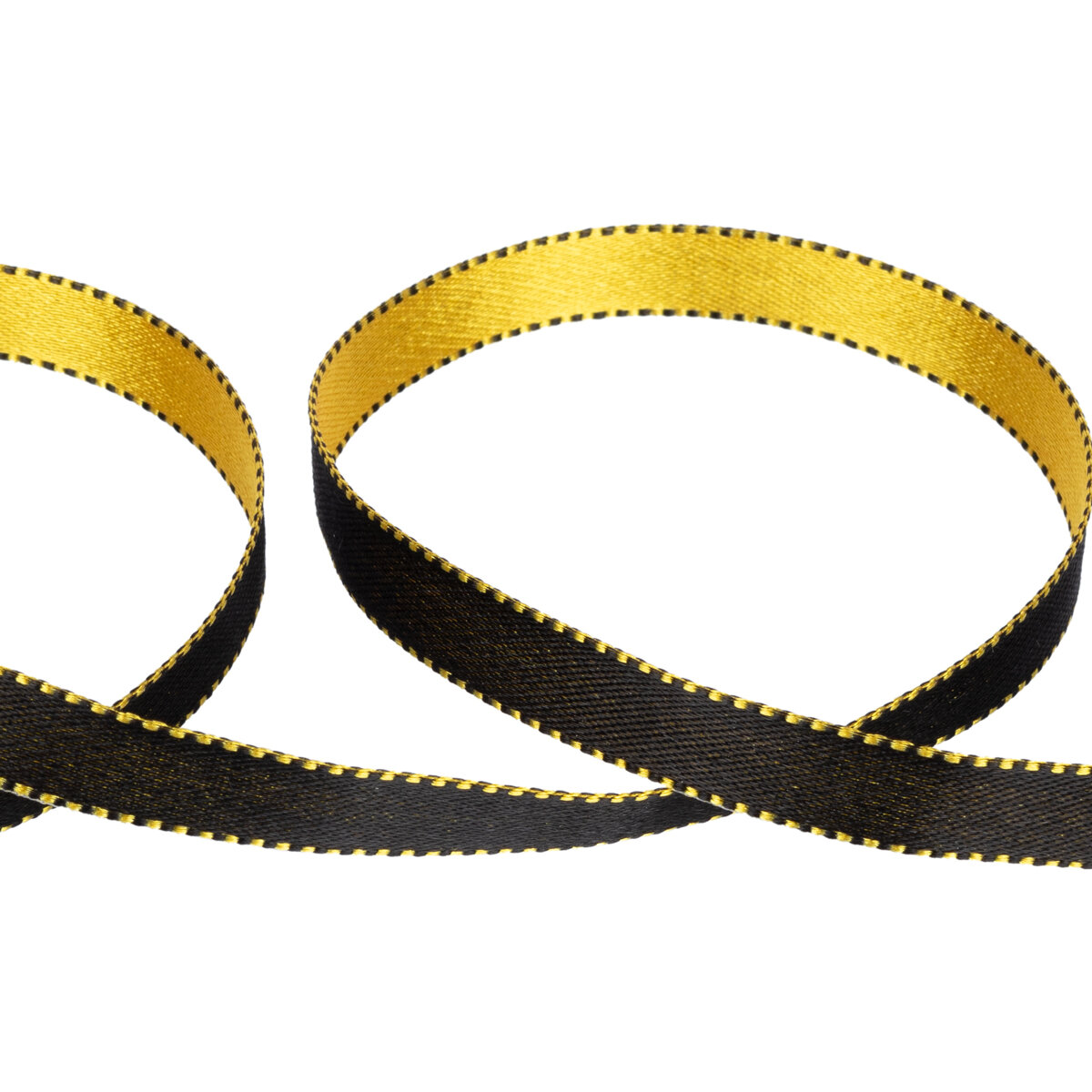 Лента атласная 10 мм "Gamma" ALD-10 двухстор. 22.8 м №015 черный/желтый