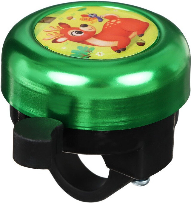 Механический звонок GRAFFITI "Оленёнок" для детских велосипедов, самокатов, электросамокатов, колясок, беговелов, металлический велозвонок на руль, громкий звуковой сигнал