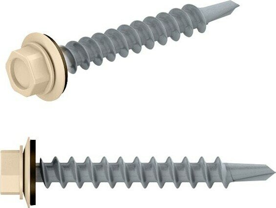 Саморез кровельный 4.8х19 мм цинк, шайба с прокл, PT3, RAL 1015 7000 шт в коробе STARFIX SM-83845-7000 по металлу