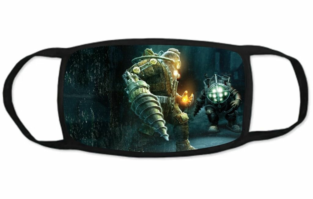 Маска защитная тканевая на лицо BioShock, Биошок №2, Взрослая - 20 на 12,5 см