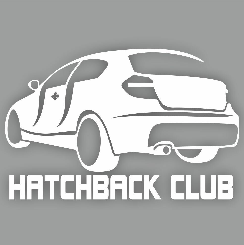 Наклейка клубная "Hatchback clab" 150х100мм, белая, (плоттер), Арт рэйсинг