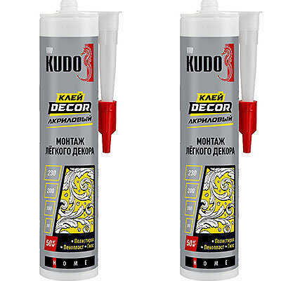 Клей монтажный акриловый Kudo Home Decor белый 280 мл (2 шт.)