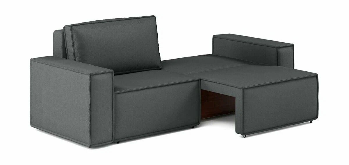 Диван MF-SOFA "Лофт", прямой, раскладной, с ящиком для белья, серый велюр — фото 1