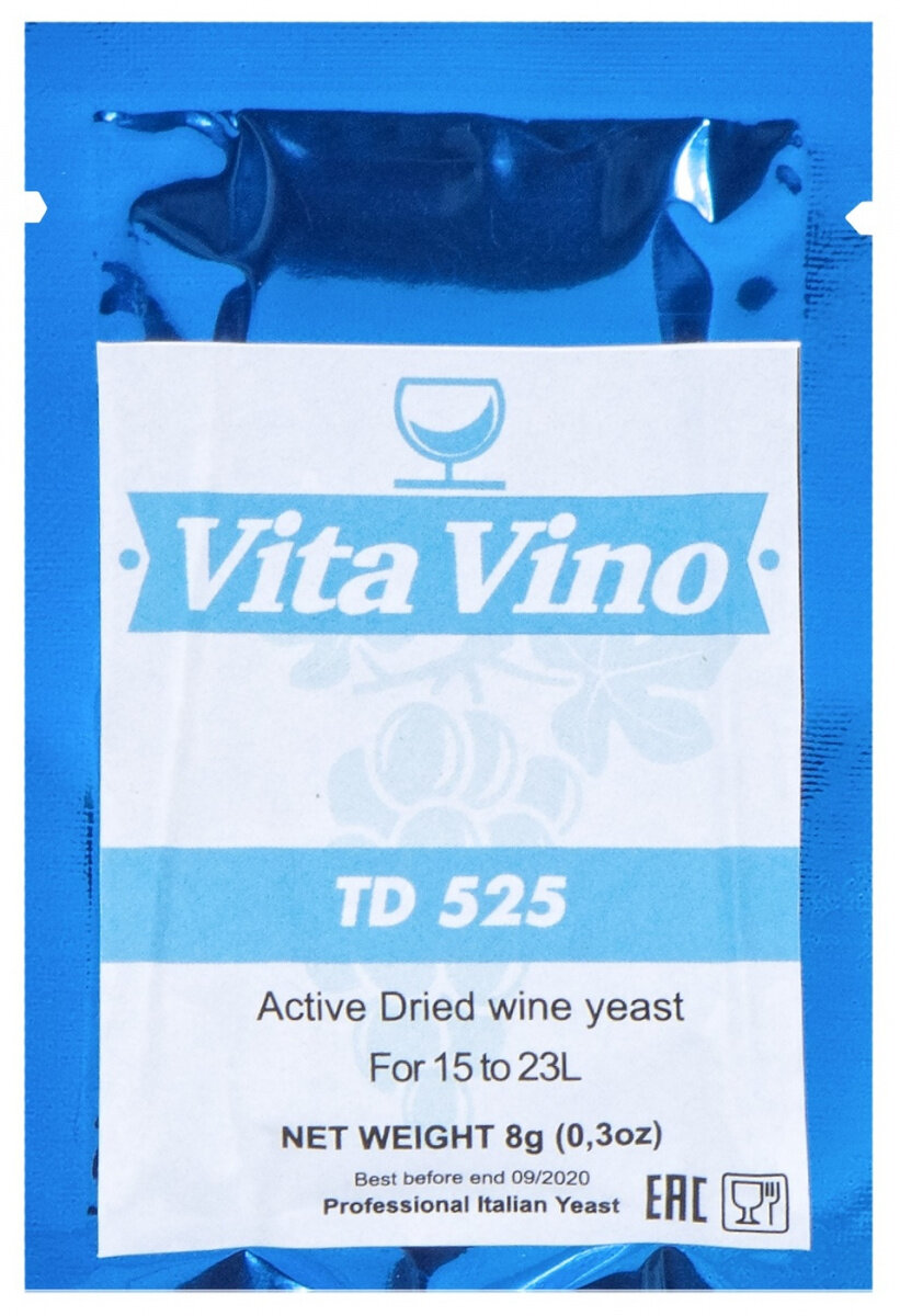 Дрожжи винные VitaVino ТD- 525 для крепких вин из винограда и ягод