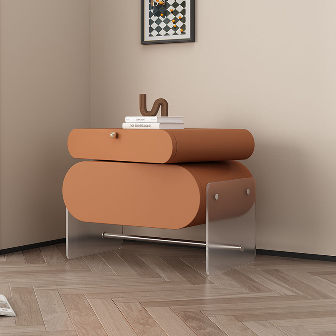 Поворачивающаяся прикроватная тумбочка Quella (оранжевый)