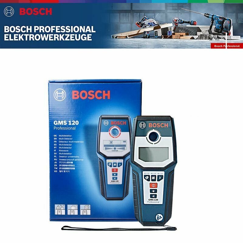 Цифровой мультисканер Bosch GMS120 с режимами для дерева, металла и проводки под напряжением-A3