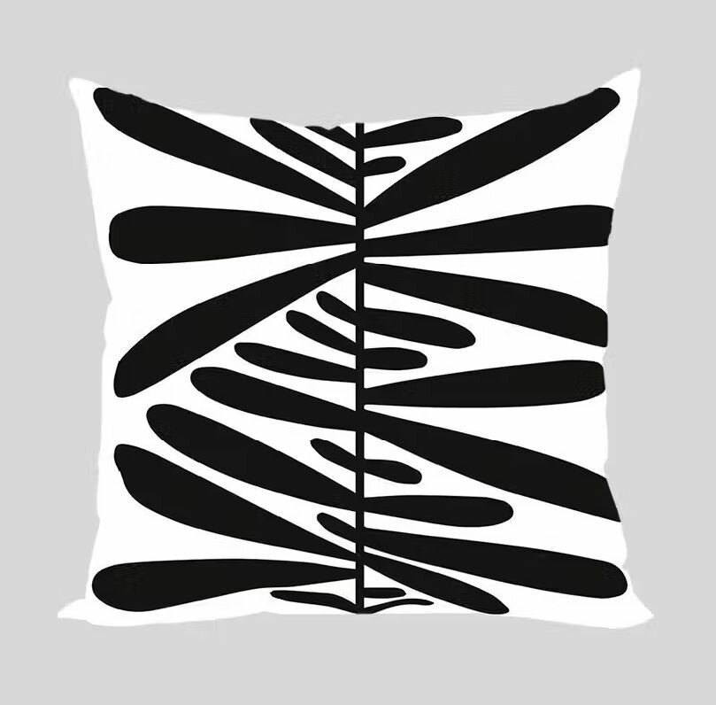 Подушка декоративная Чёрная веточка на белом 40х40 велюр
