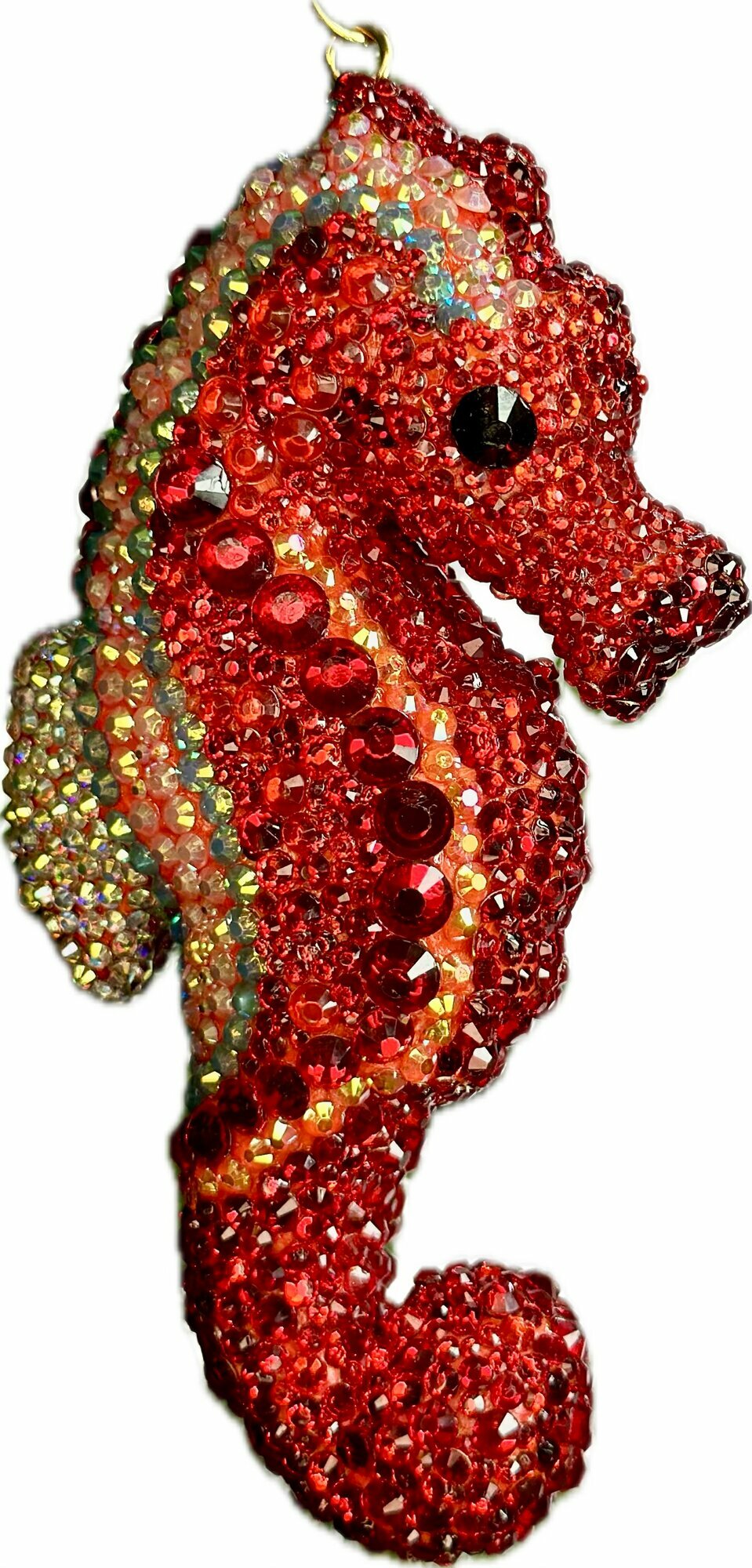 Ёлочное украшение морской конёк, стразы ,10 см