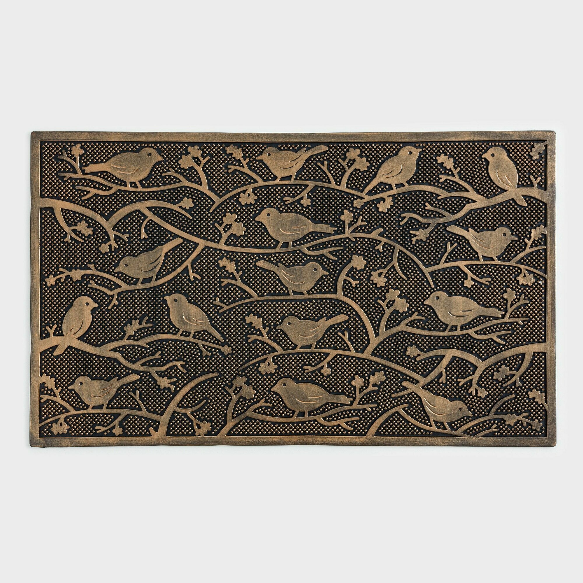 Коврик придверный, 45х75 см, резина, черно-бронзовый, Птицы, Home deco