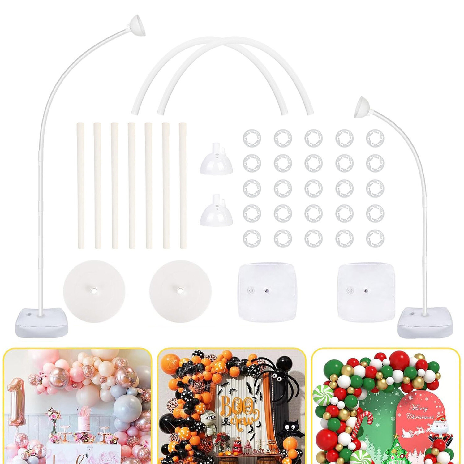 Арка из воздушных шаров, 1,8м + 2,2м, белая