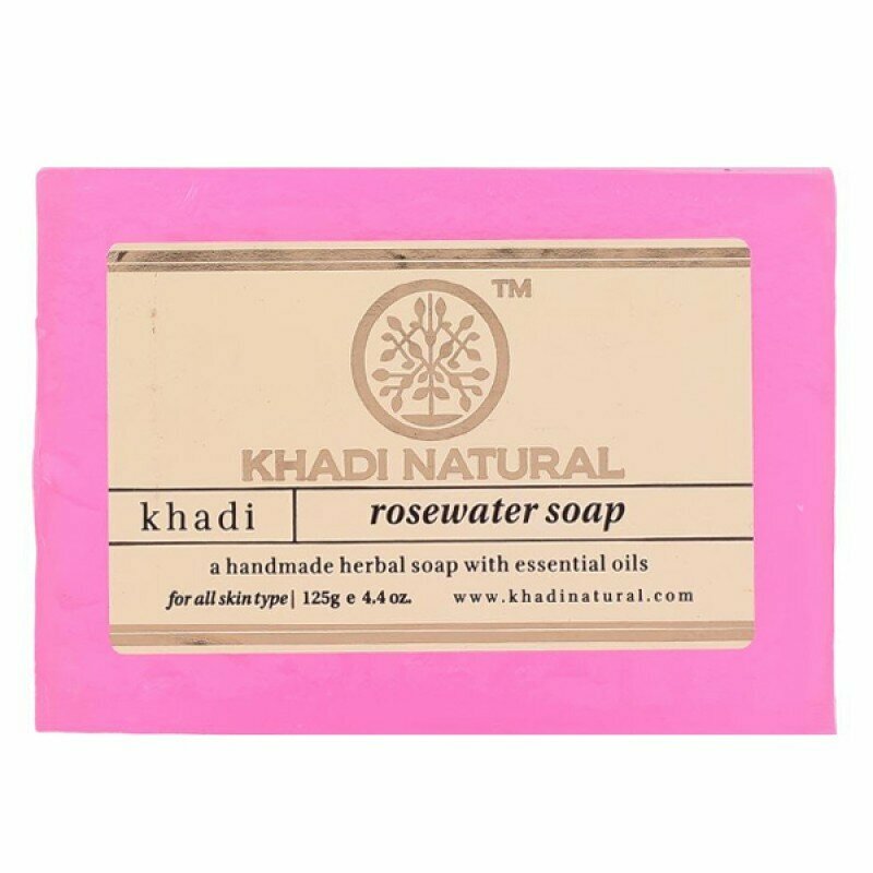 Натуральное мыло Кхади Розовая вода (Khadi Rosewater Soap), 125 грамм