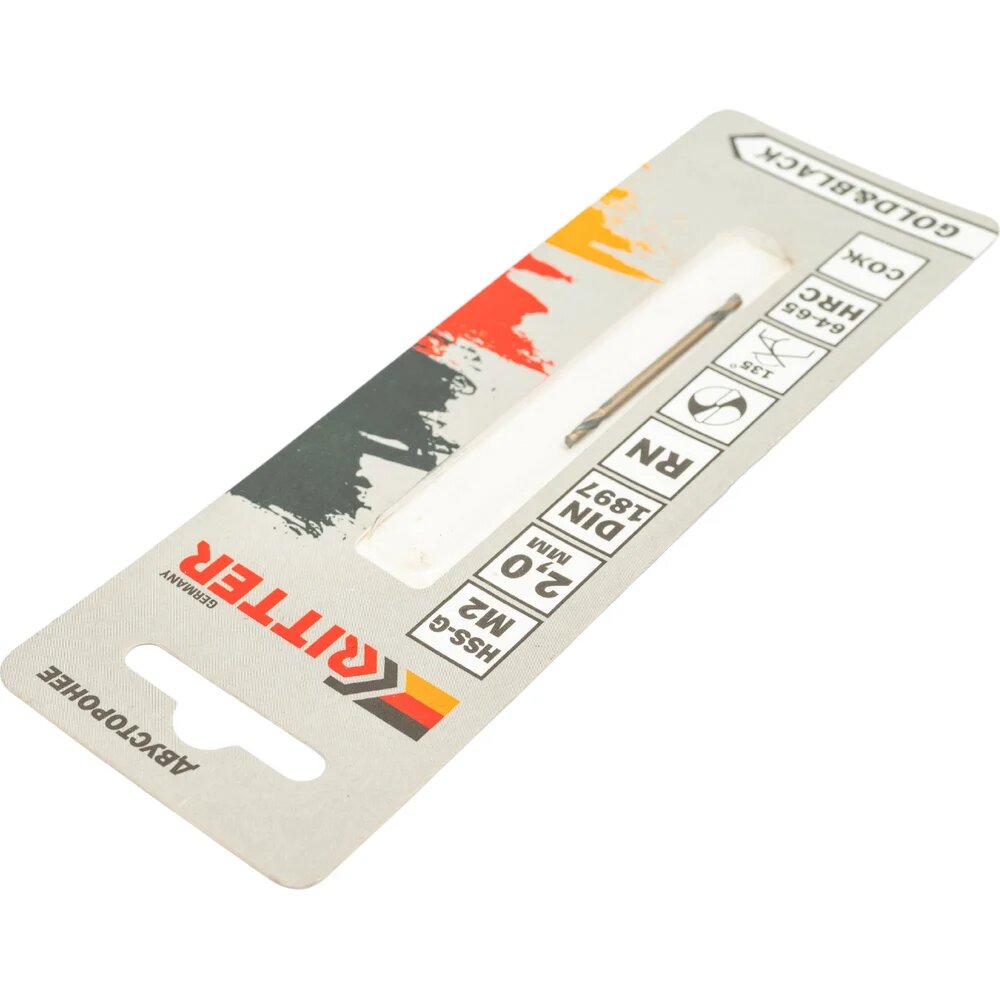 Сверло двухстороннее по металлу EC Gold&Black 2 мм, HSS-G M2, DIN 1897, RN RITTER PS14602001