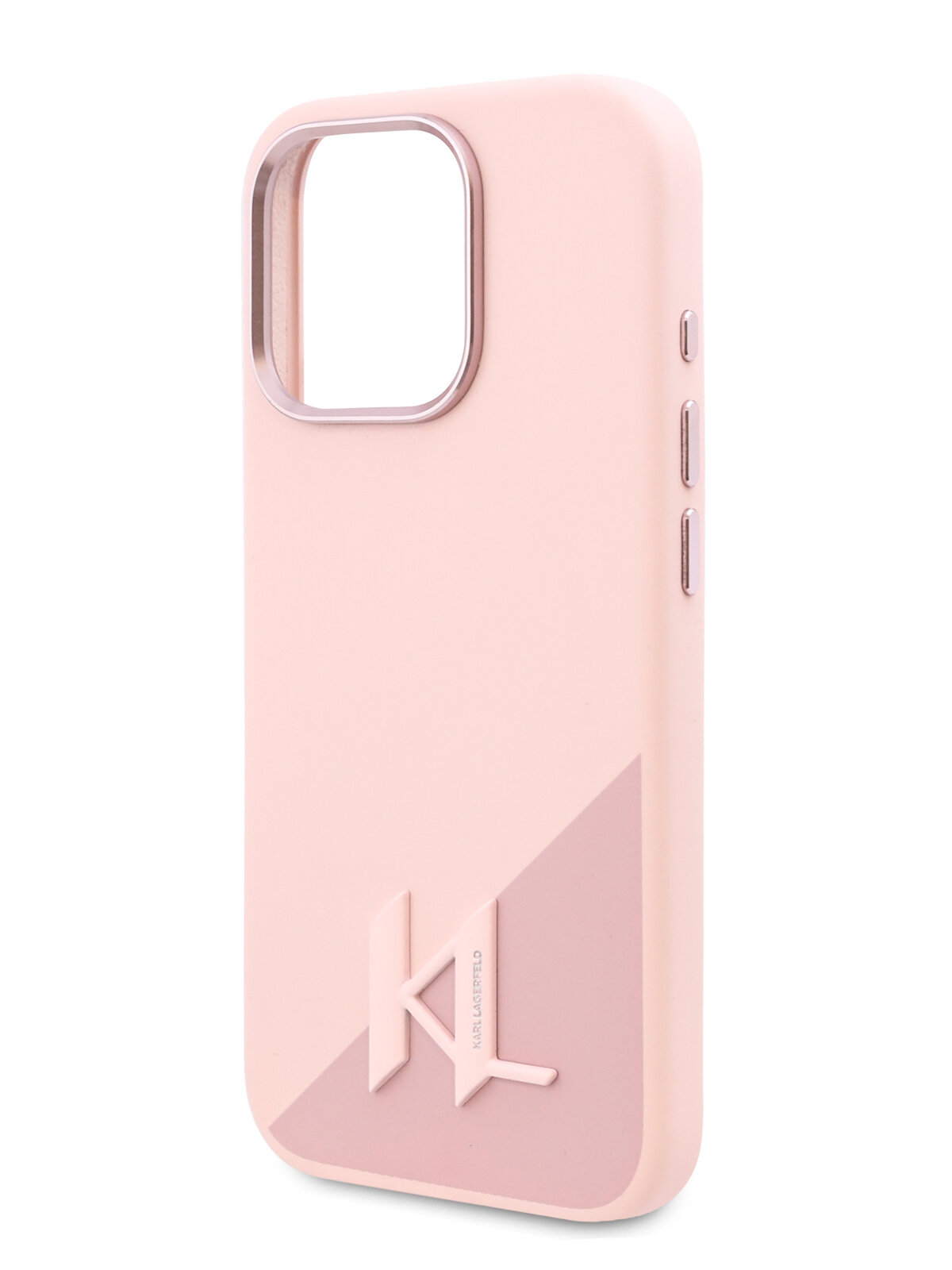 Lagerfeld для iPhone 16 Pro Max чехол Liquid Silicone Shadow Metal logo & Camera Hard Pink (MagSafe)