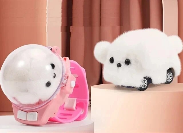 LKCOMO Радиоуправляемый автомобиль-часы пластик Розовый, 2.4G white dog