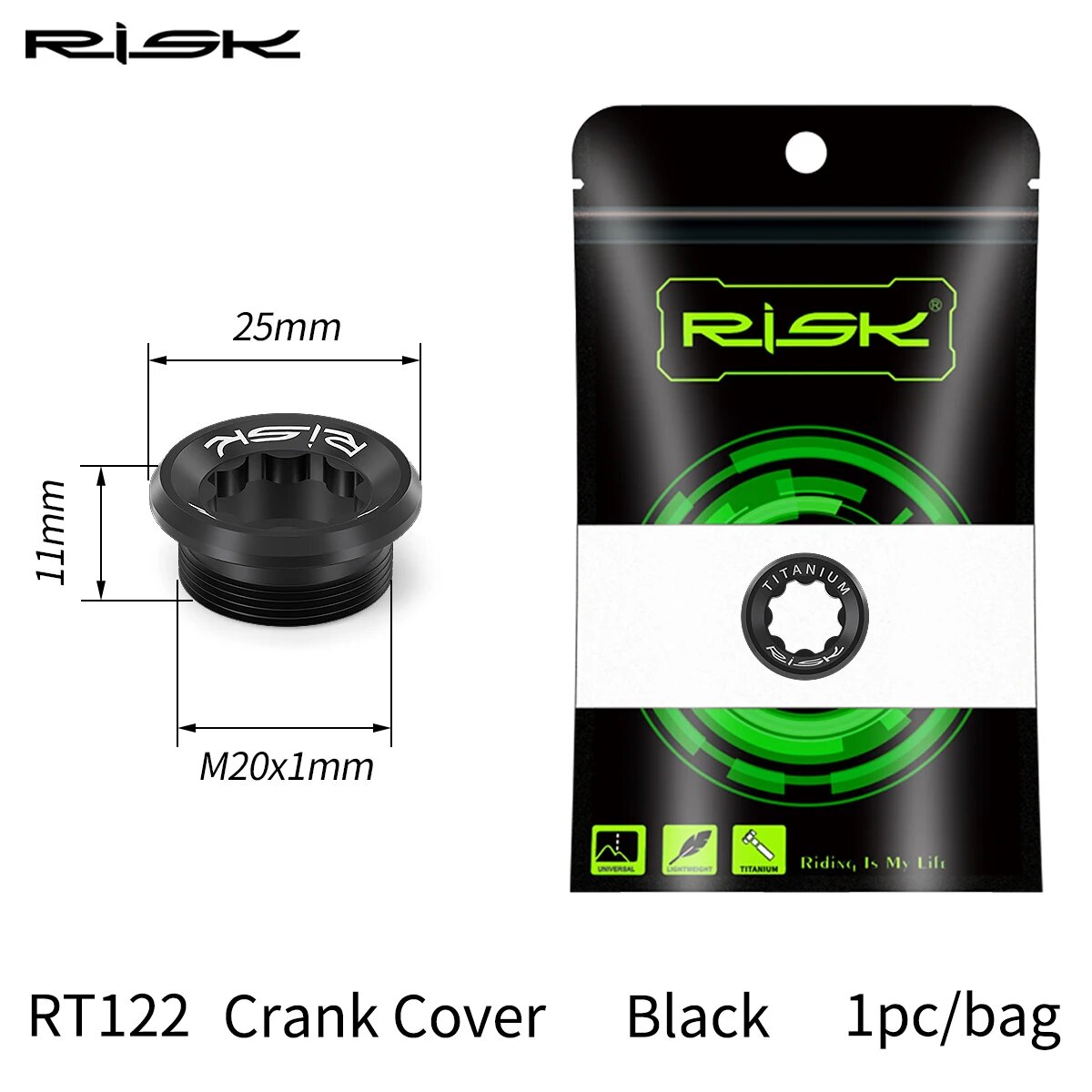 RISK Титановые болты для шатунов велосипеда Plum Blossom M20 Black