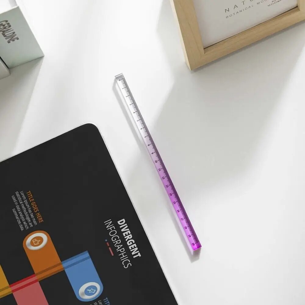 Градиентная прозрачная акриловая линейка 20 см 02