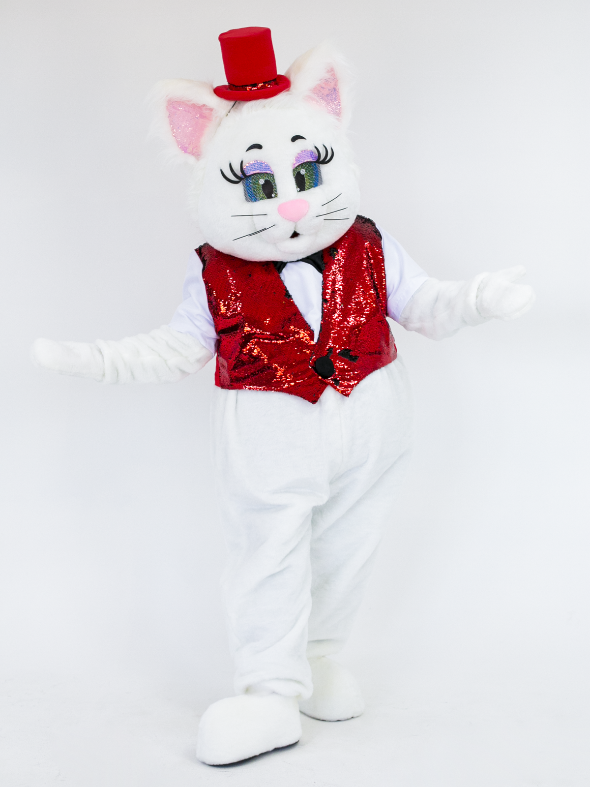 Ростовая кукла CarnivalLand Кошечка Маркиза в красном жилете р. 44-52, Карнавальный костюм для праздников, Ростовой костюм для аниматора