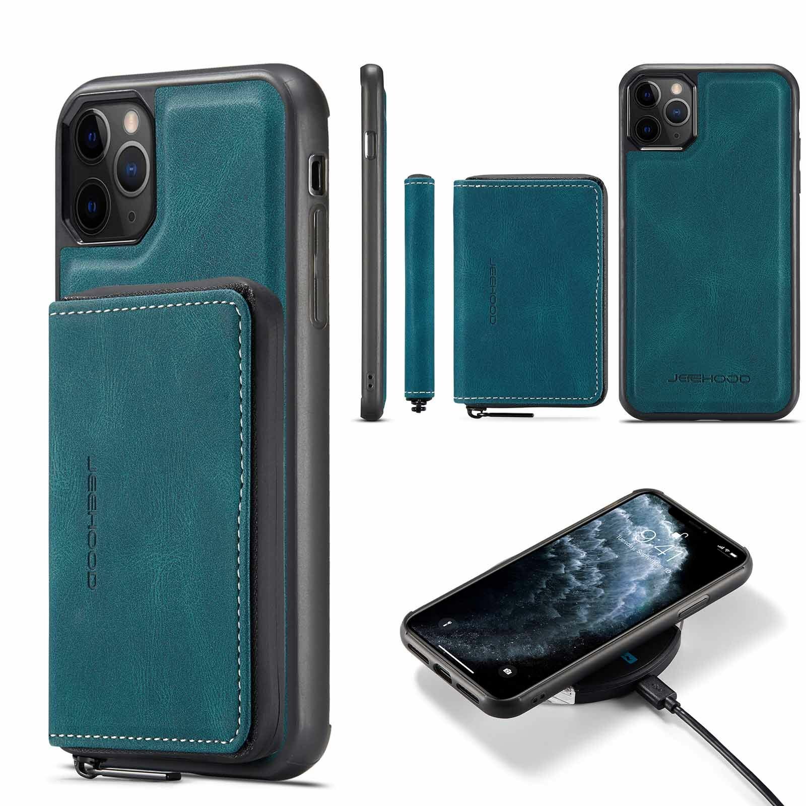 JEEHOOD Тонкий кожаный чехол для Apple iPhone 12 mini(Айфон 12 мини), защитный чехол для телефона, съемный чехол-кошелек с карманом