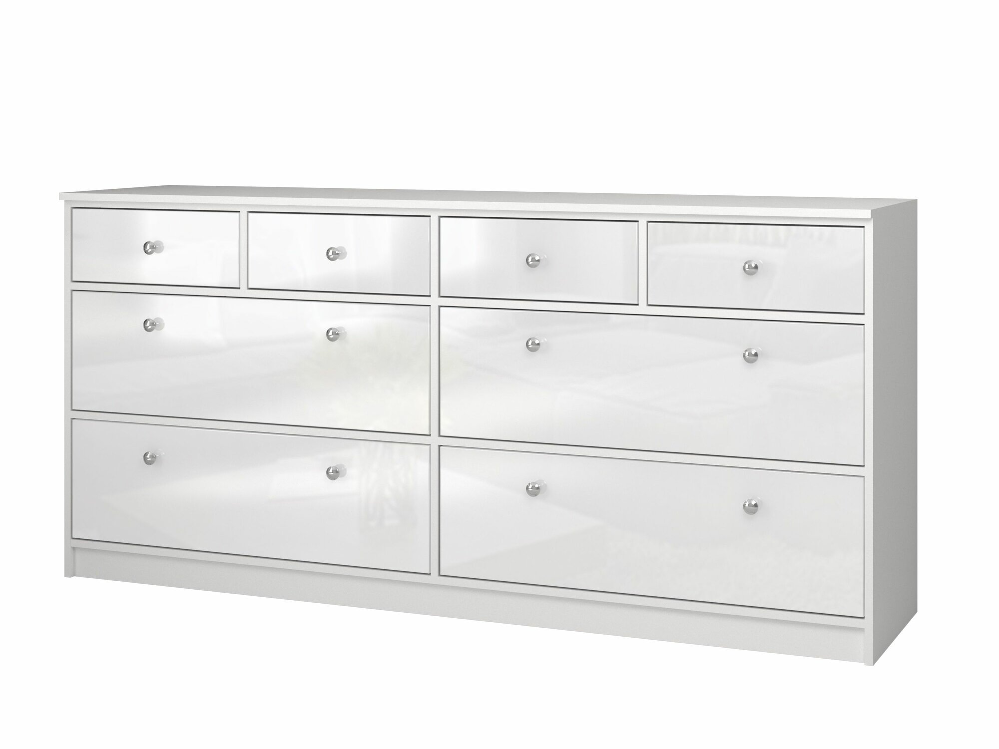 Комод МногоМеб Мираж 4.4 183х46х87 МДФ пленка Белый DM635-6/белый, 8 ящиков