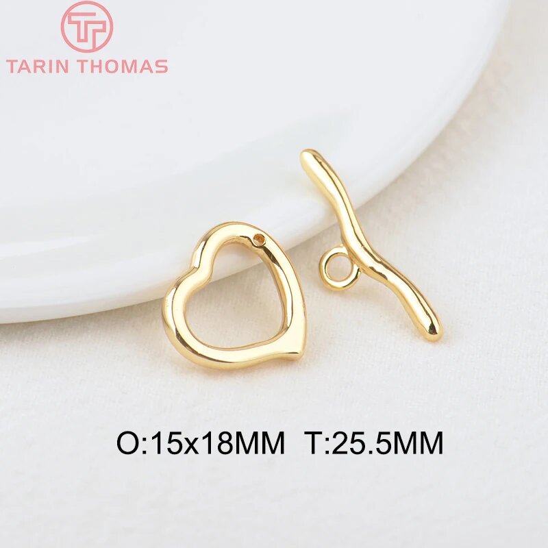 Замок-тогл сердечко TARIN THOMAS, золотистый, O:15x18MM, T:25.5MM, Style 14-332