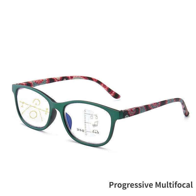Многофокальные очки женские, оправа Multifocal-green, +350