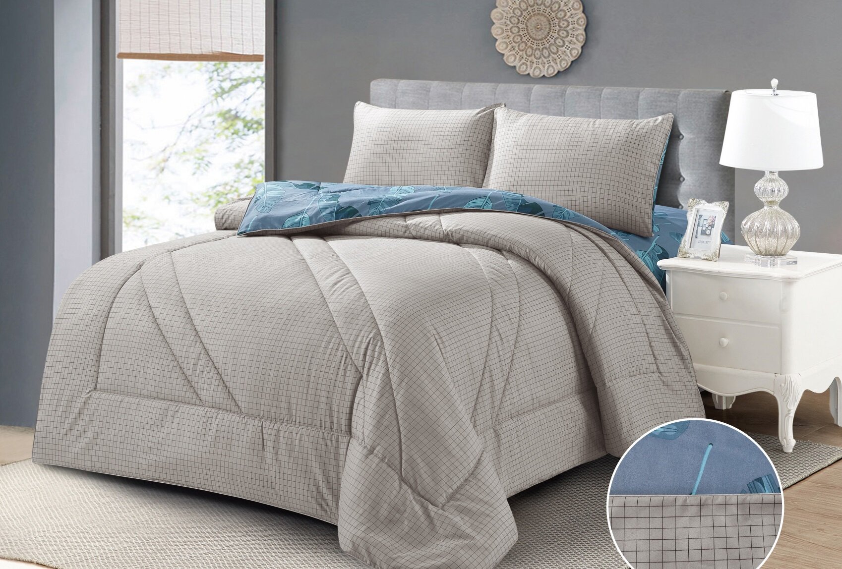 Постельное белье с одеялом семейное, наволочки 50х70, ткань микросатин