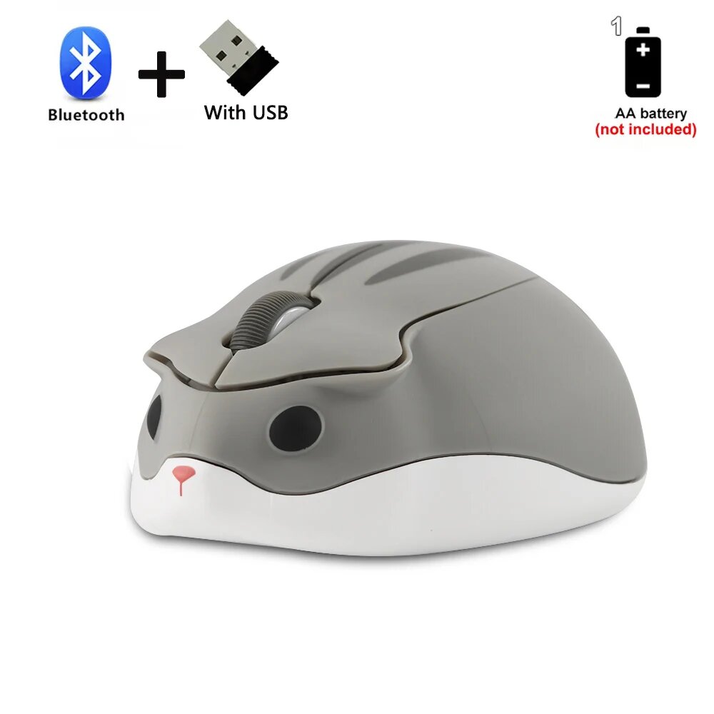 Беспроводная мышь-хомяк Grey Dual-mode 1600 DPI
