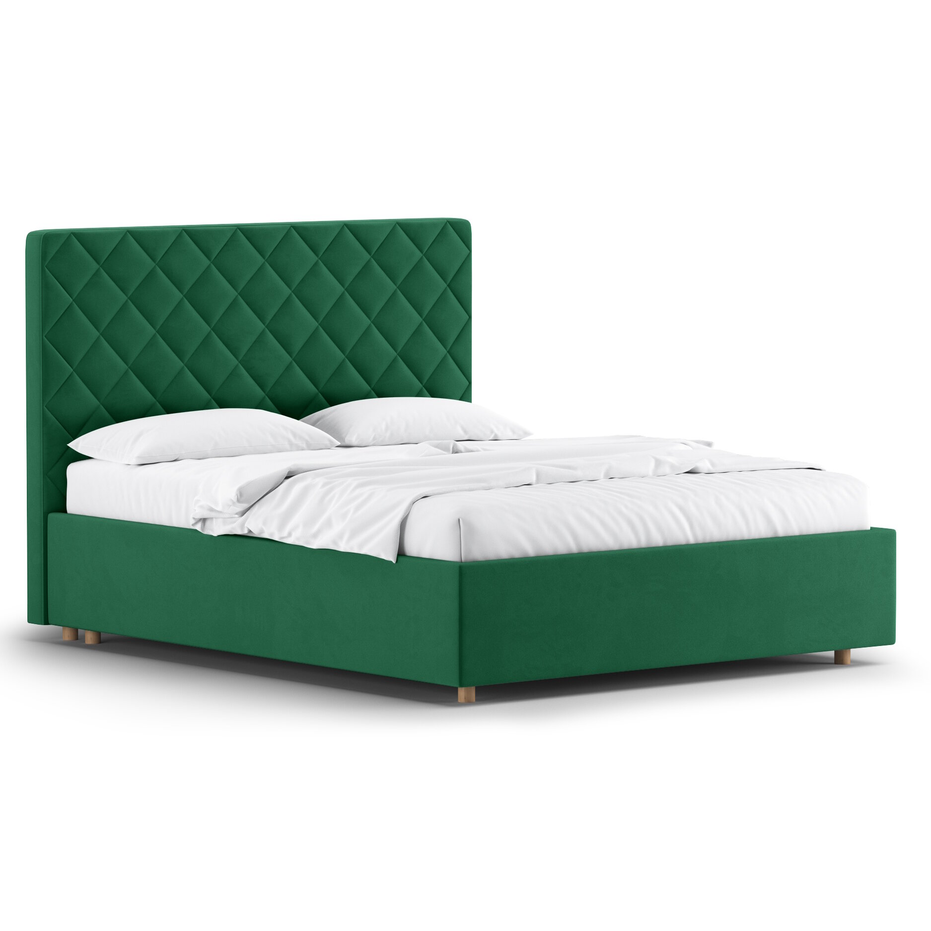 Кровать двуспальная с подъемным механизмом WESTENY "ART 605" H6, 191х217х130, 180х200, зеленый велюр