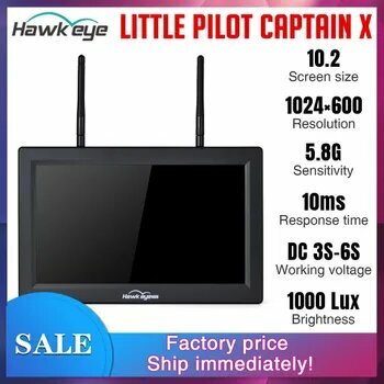 Little Pilot Captain X F P V монитор с видеорегистратором 5,8 G 60CH 10,2-дюймовые двойные приемники 1024x600 LED 16:9 NTSC/PAL Автоматический поиск