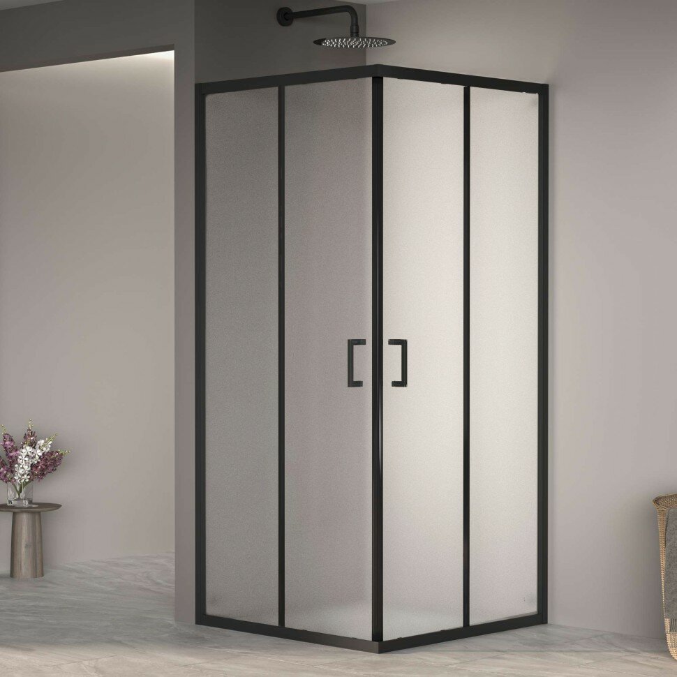 Душевой уголок RGW "Passage" PA-030B, черный, матовое стекло, 80x80 см