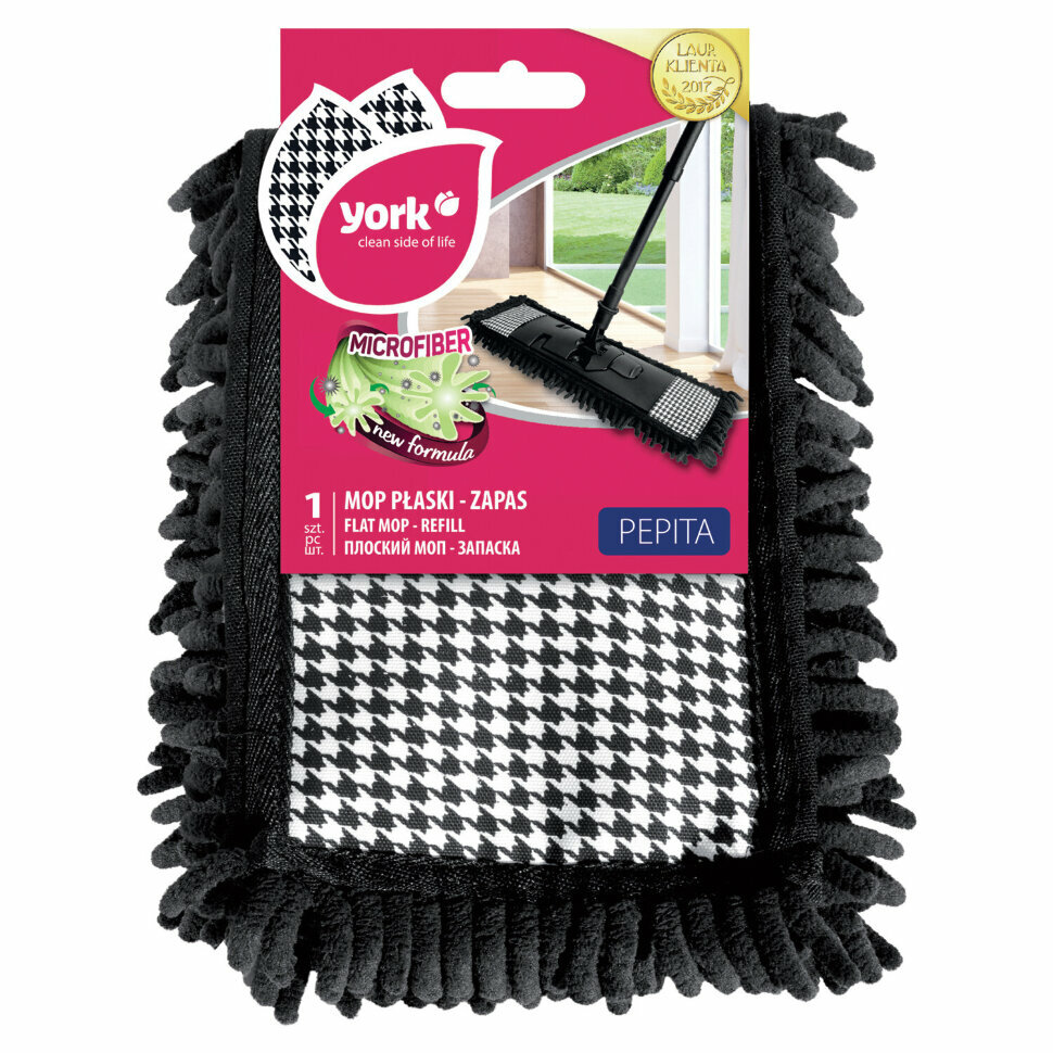 Насадка МОП плоская 39х9 см из микрофибры синель высокий ворс, для швабры "Pepita", YORK, 81312, 608414