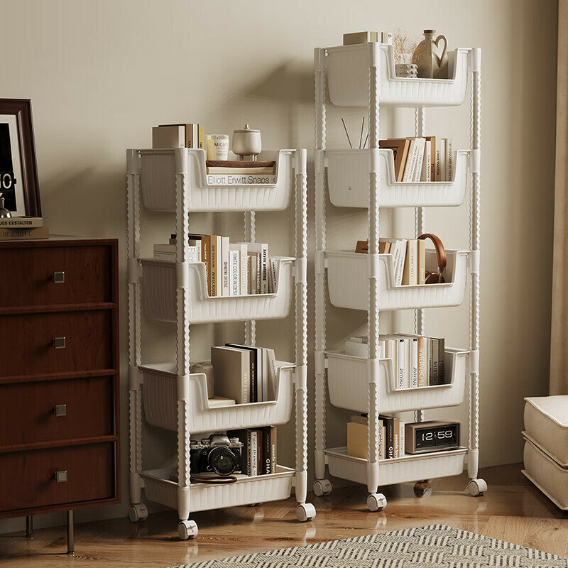 Yicainianhuan Kitchen Storage Rack, Floor-Standing Storage Shelf, Small Cart, Snack Rack, Balcony And Bathroom Mobile Storage Rack, 5 Tiers, 1240-5