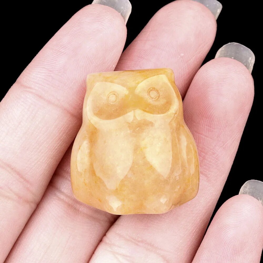 Миниатюрный орнамент из агата сова Yellow Jade