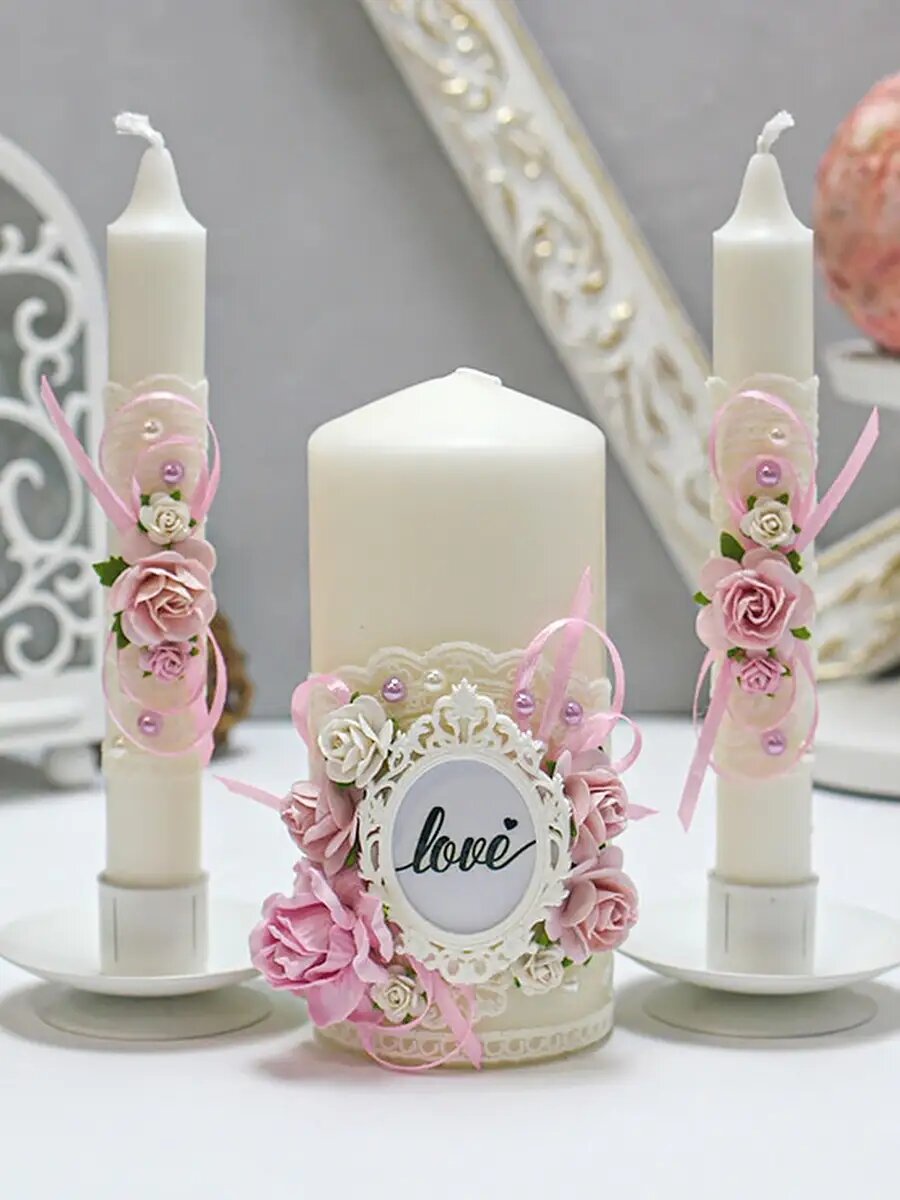 Семейный очаг на свадьбу свечи свадебные для молодоженов домашний очаг, набор 3 свечи