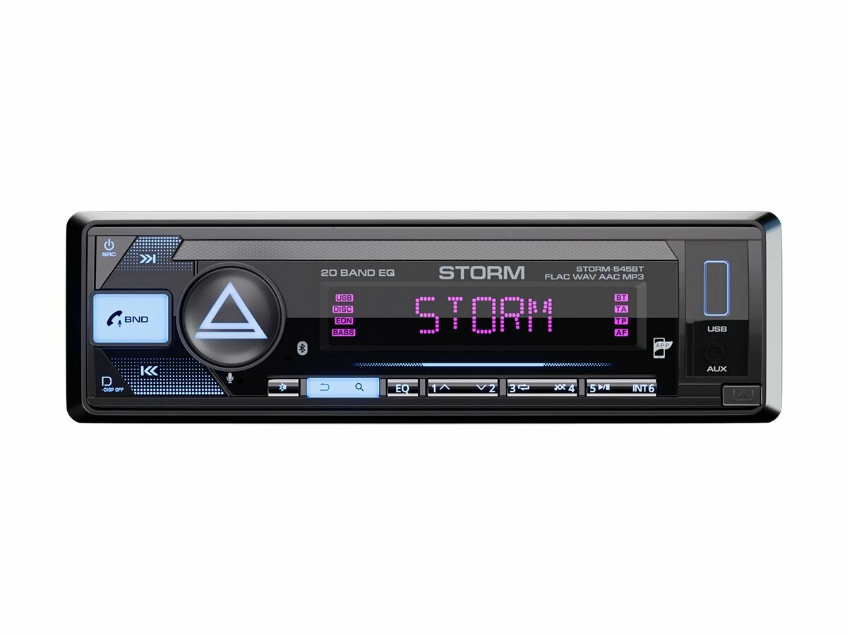 Автомагнитола AurA "STORM-545BT", с RDS, 1DIN, USB, Bluetooth