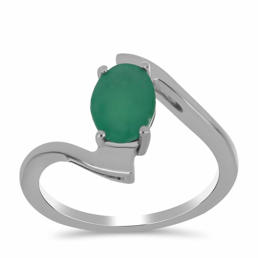 Кольцо тонкое, серебро, 925 проба, родирование, изумруд