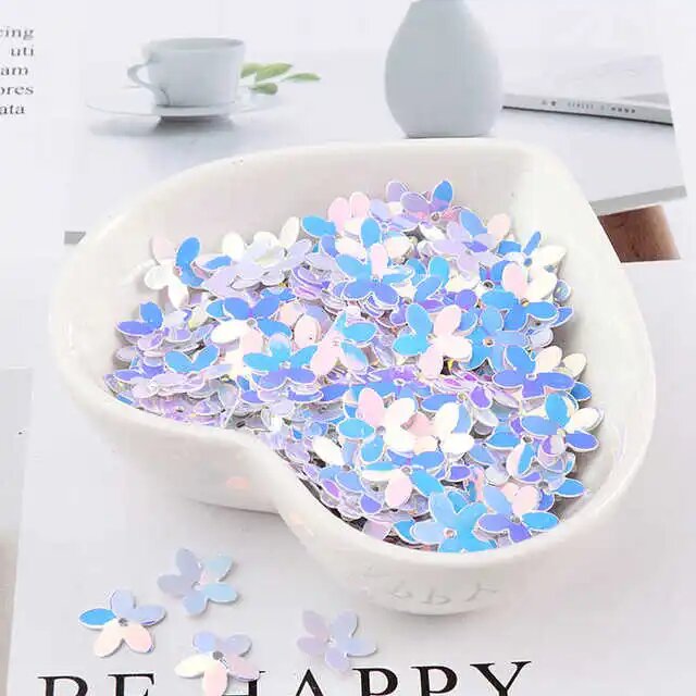 Золотые/матовые цветочные блестки ПВХ Lucky Sewing JG White