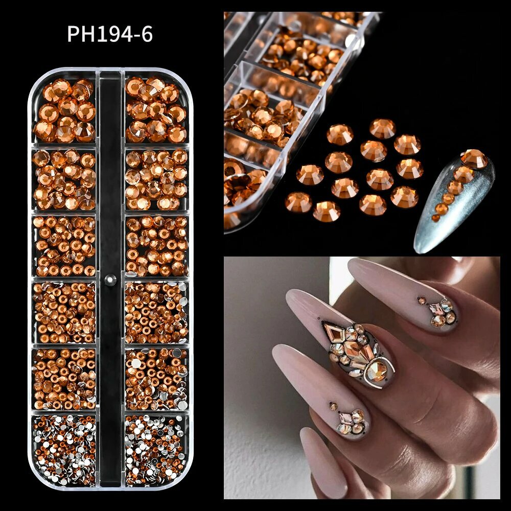 Стразы для ногтей PH194-6, набор SS6-SS30
