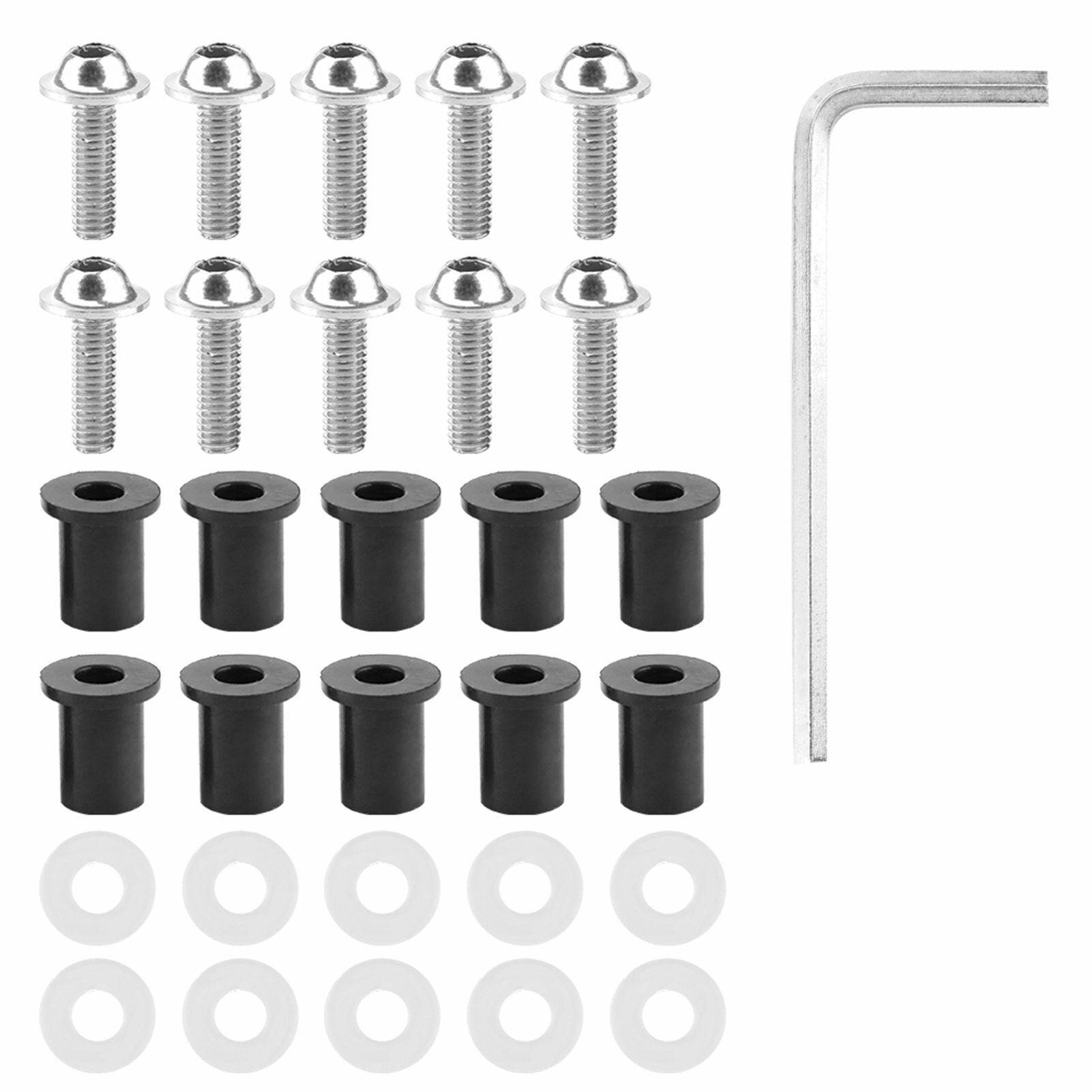 Комплект крепления обтекателя мотоцикла, 10 шт, болты, гайки, шайбы, серебристый