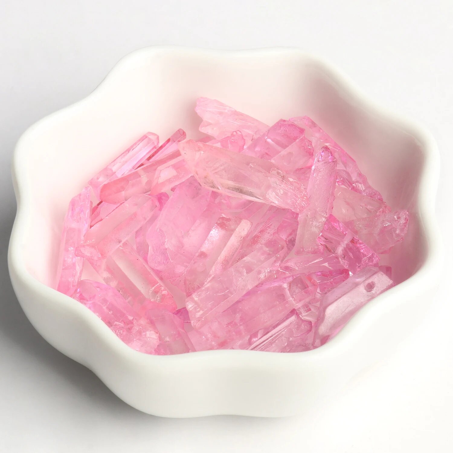 Розовые кристаллы кварца, бусины 10 шт.