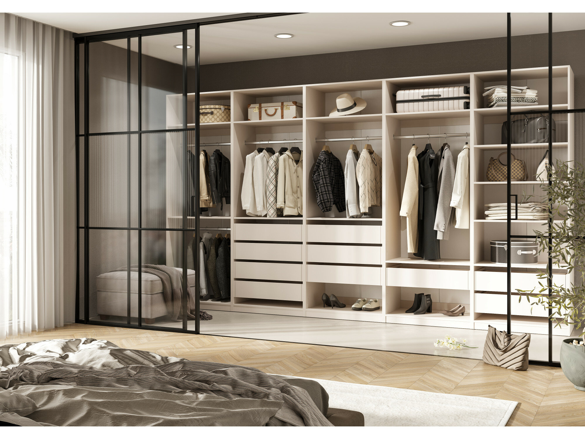 Гардеробная, Вариант №1, назначение универсальное, современная, Кашемир