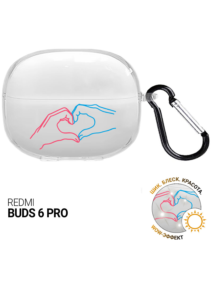 Чехол на Redmi Buds 6 Pro с принтом "Fall in Love" прозрачный